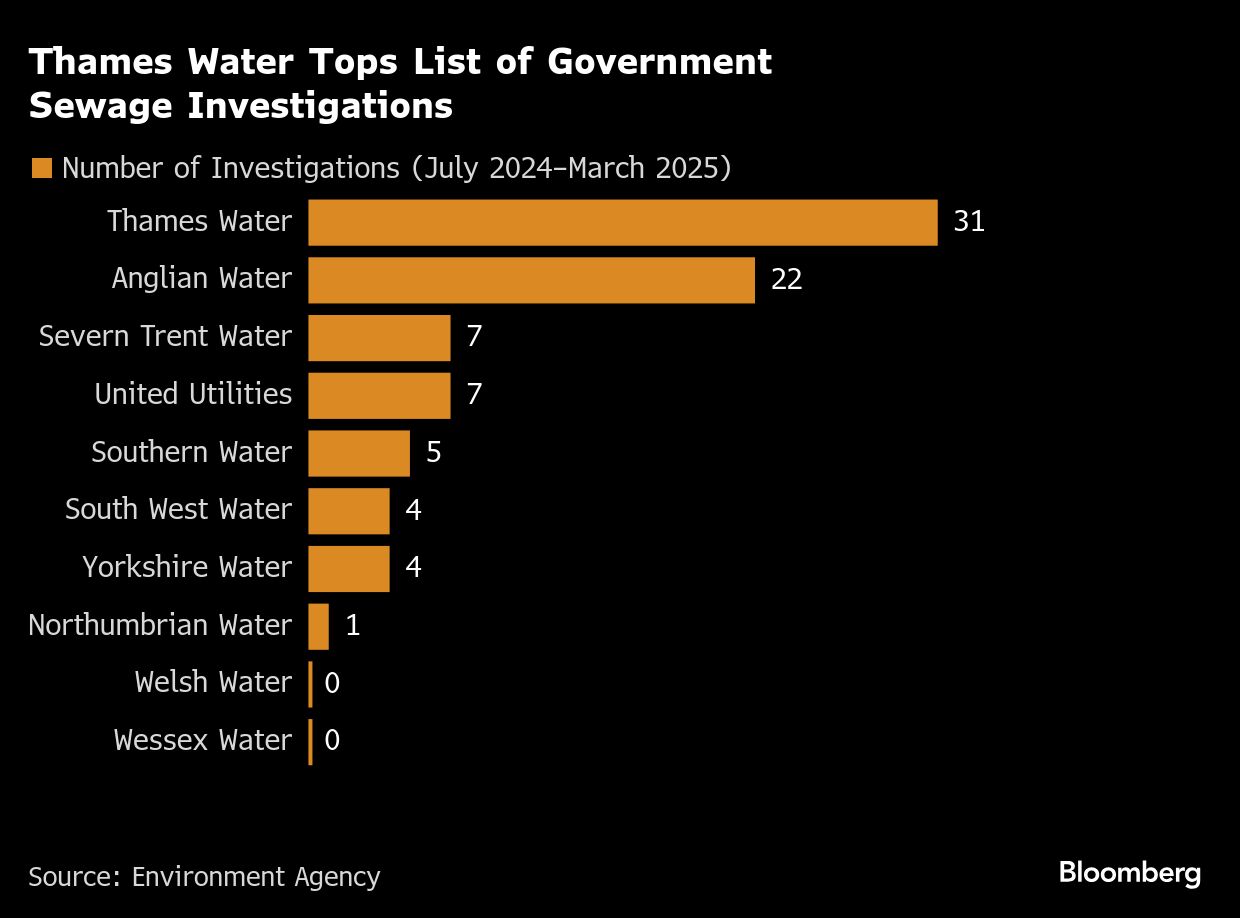 Thames Water Tops List of Firms Facing Criminal Probes Over Pollution
