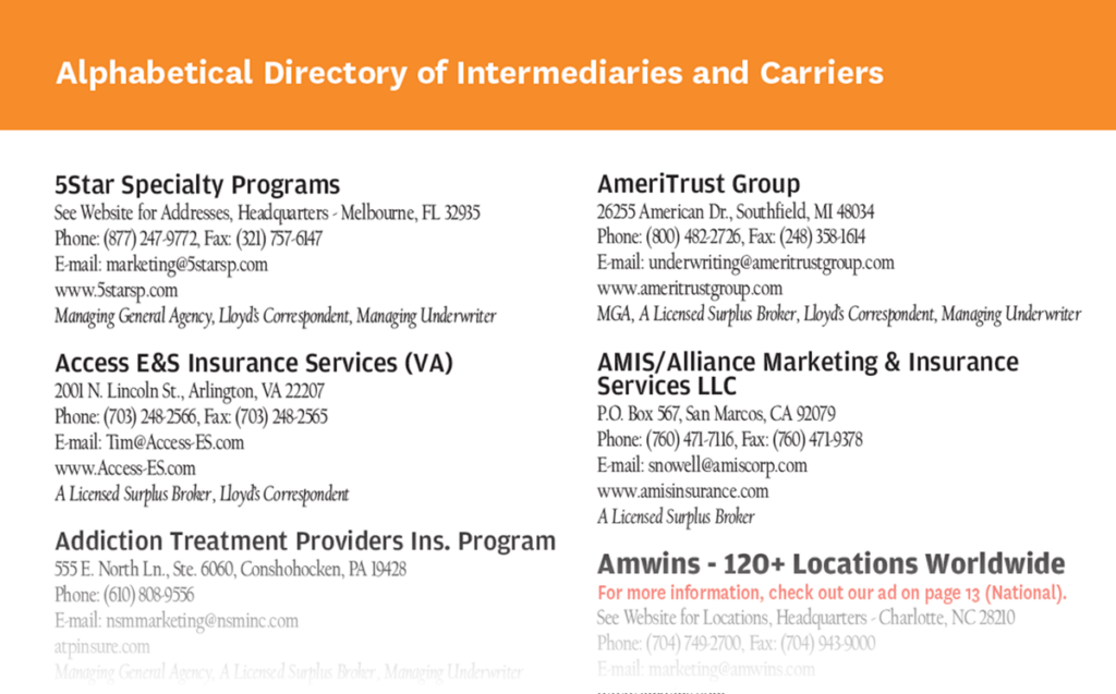 Insurance Journal's Specialty Markets Directory (Summer '25 ...